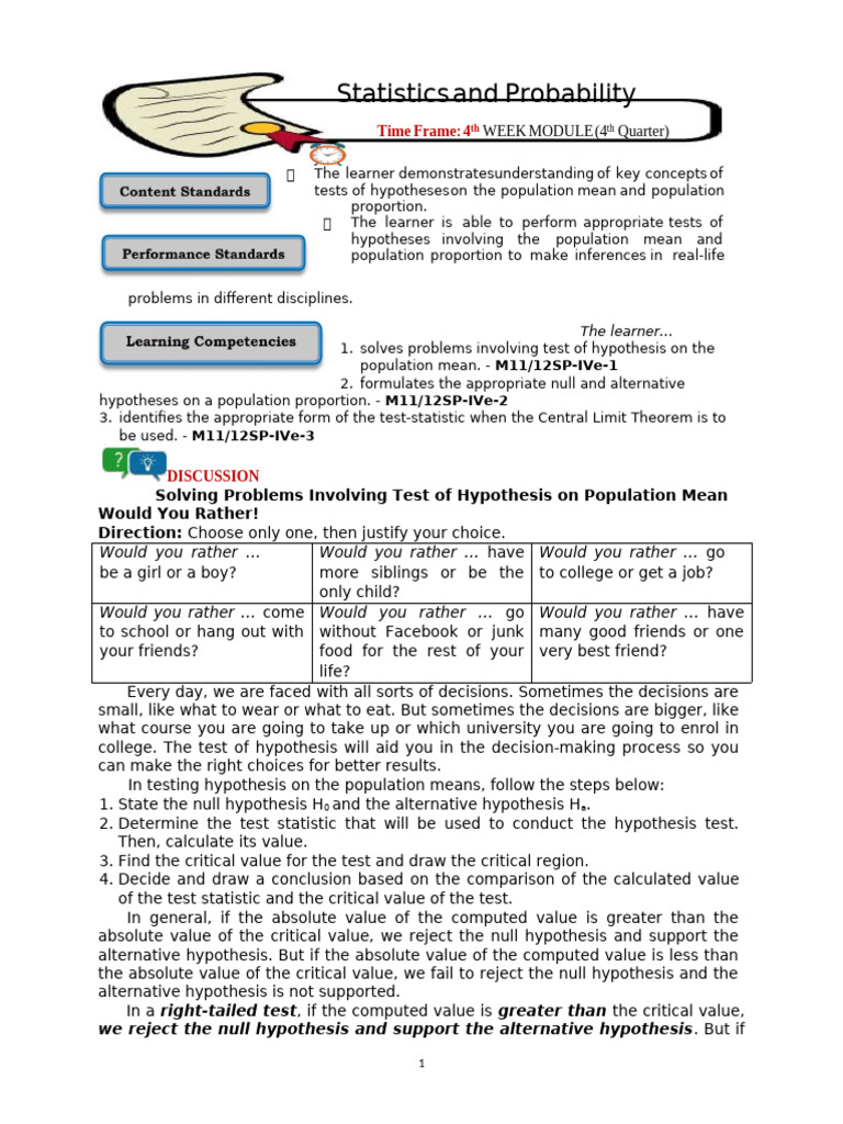 Hypothesis Testing in Statistics Guide | PDF | Hypothesis | Null Hypothesis