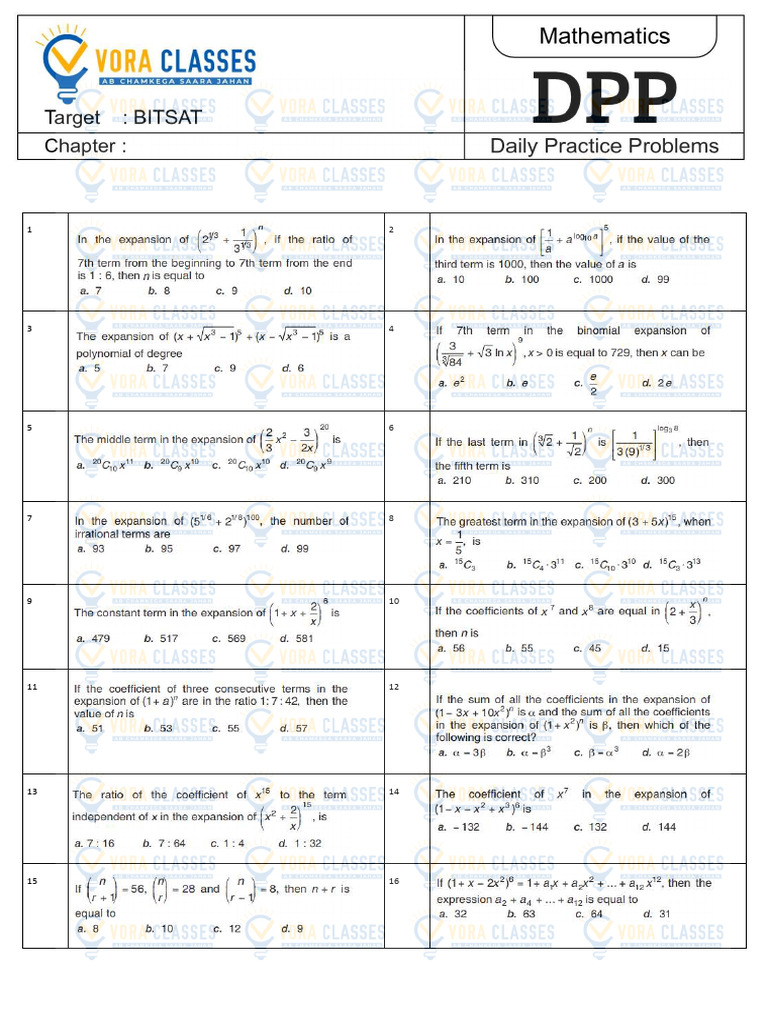 DPP Maths | PDF