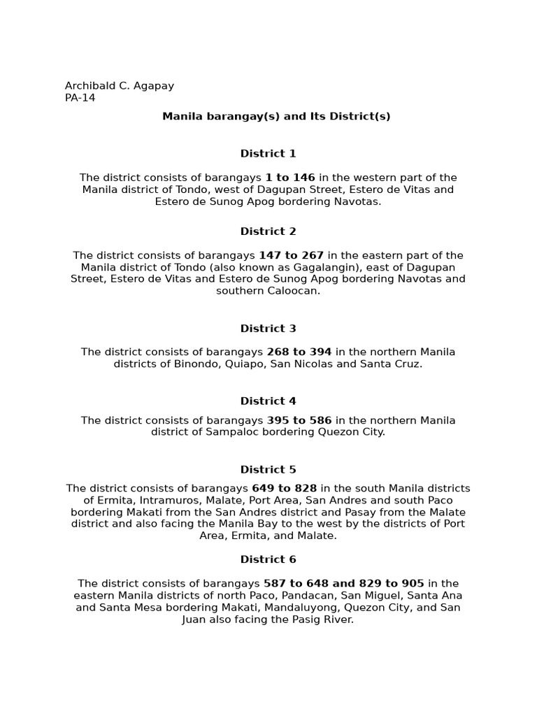 Manila Districts | PDF