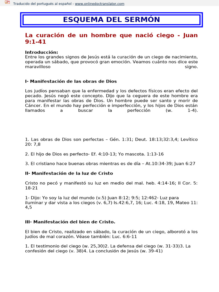 La curación de un hombre que nació ciego - Juan | PDF