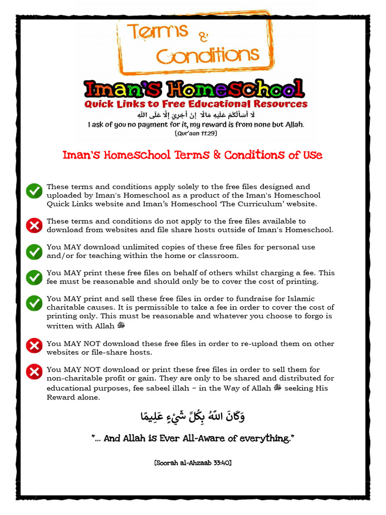 Iman's Homeschool Use Terms | PDF | God In Islam | Adam