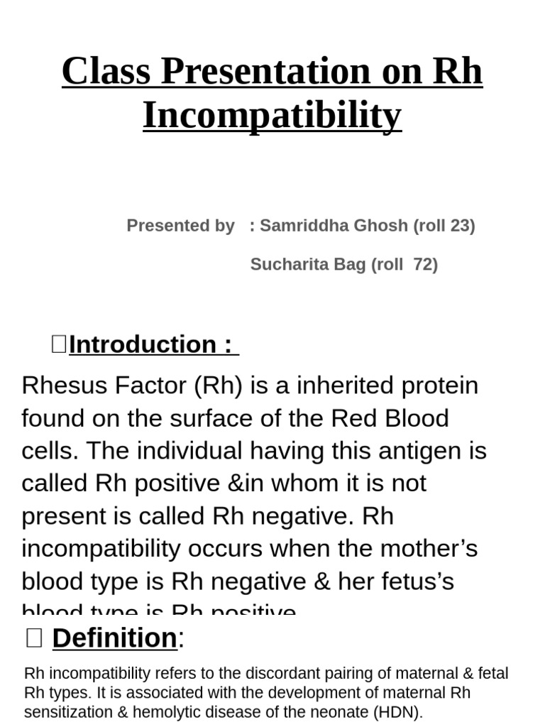 Understanding Rh Incompatibility in Pregnancy | PDF | Blood Type ...