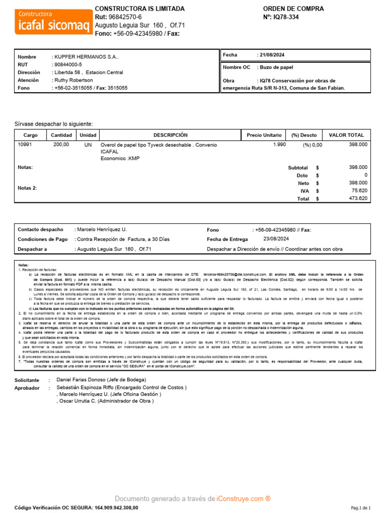 Documento IQ78-334 | PDF | Factura