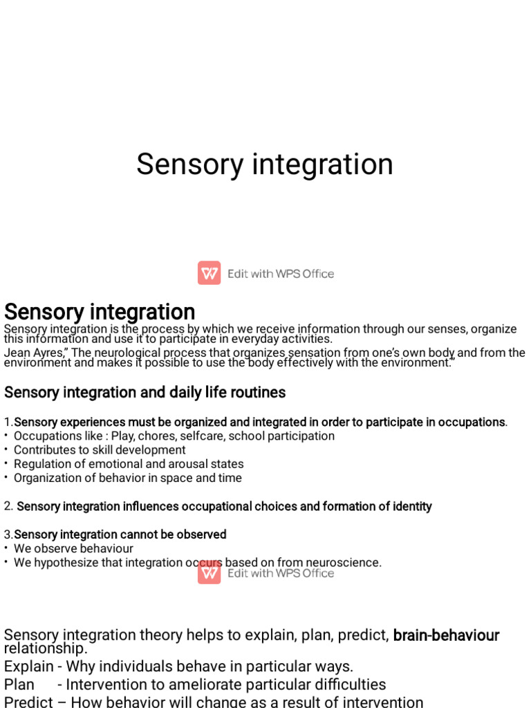 Sensory Integration PDF | PDF | Sensory Processing Disorder | Senses