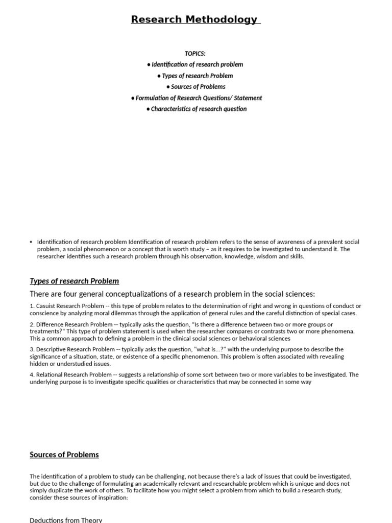 Research Problem Identification Guide | PDF | Theory | Methodology