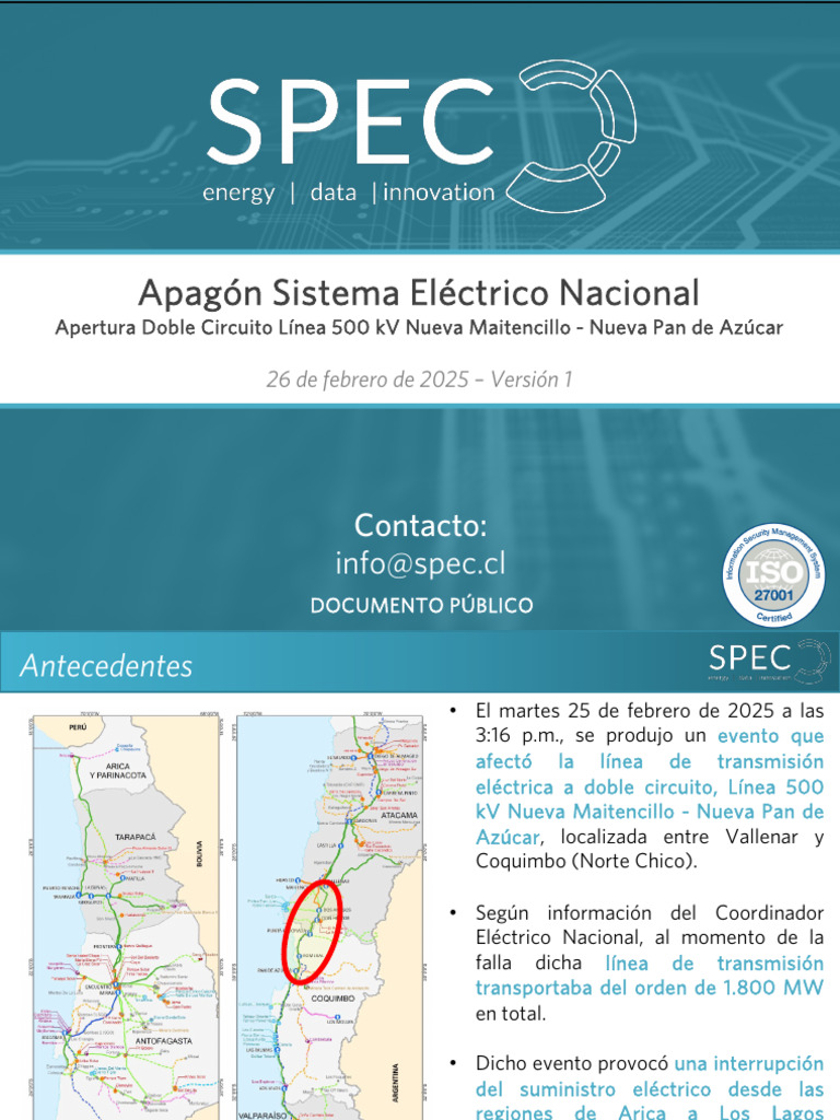 SPEC Apagon SEN 2025 v1 1740589788 | PDF | Energia electrica | Poder ...