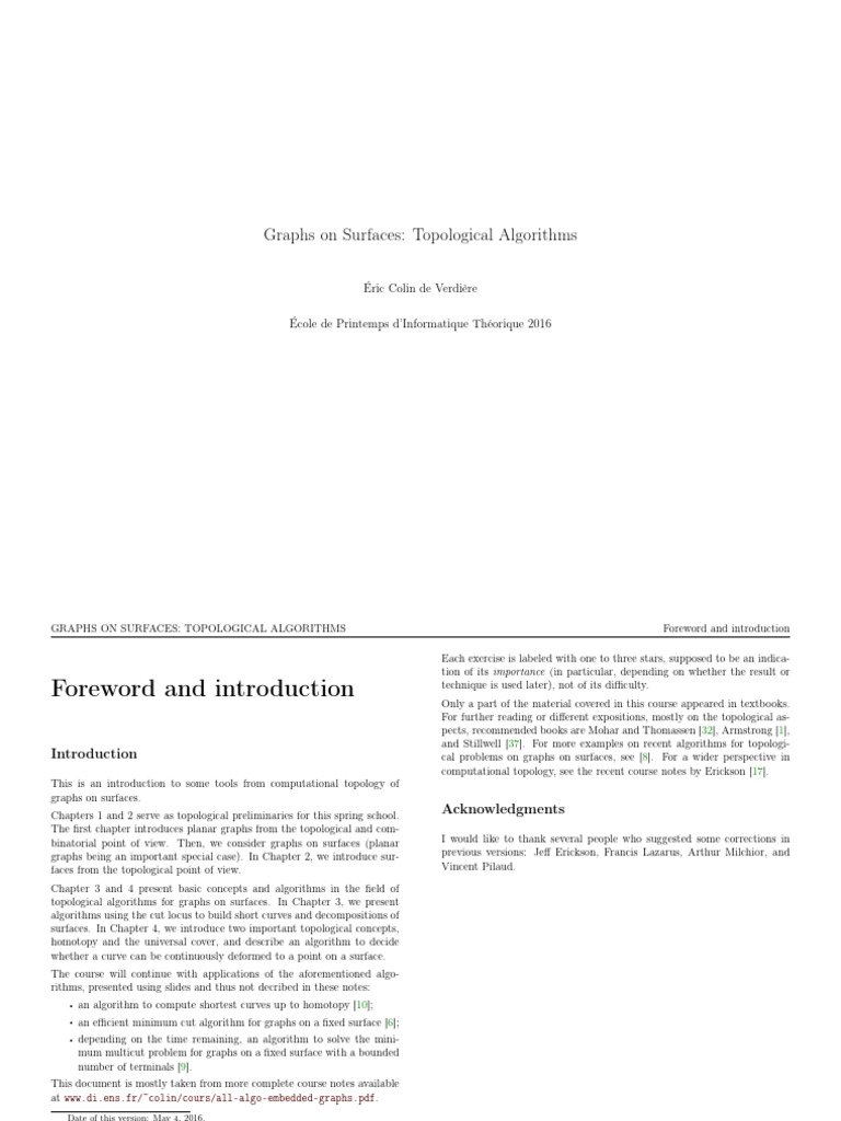 Topological Algorithms for Graphs | PDF | Continuous Function | Vertex ...