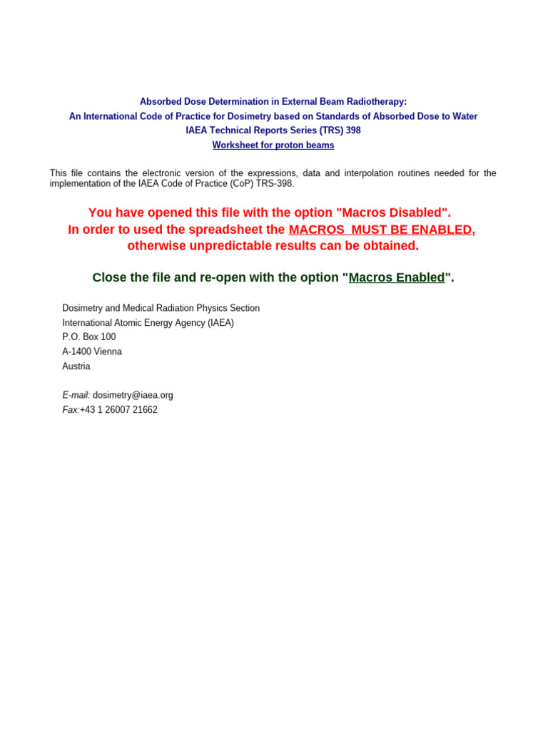 TRS-398 Proton Beams v1.06 | PDF | Dosimetry | Radiation Therapy