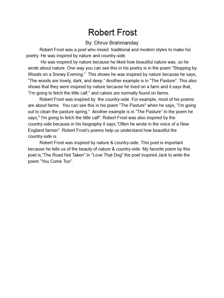 Robert Frost: Nature and Countryside Inspiration | PDF