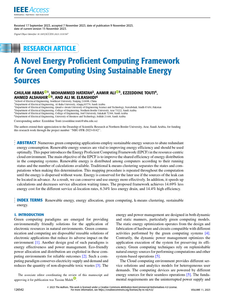 A Novel Energy Proficient Computing Framework For Green Computing Using ...