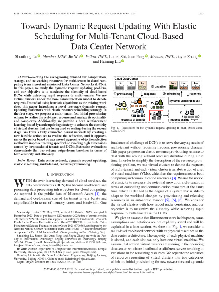 Towards Dynamic Request Updating With Elastic Scheduling for Multi-Tenant Cloud-Based Data ...