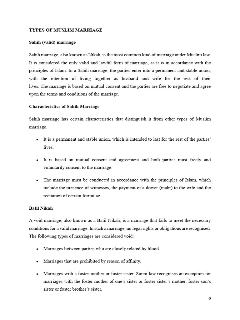 Types of Muslim Marriage Explained | PDF | Marriage | Islamic Jurisprudence
