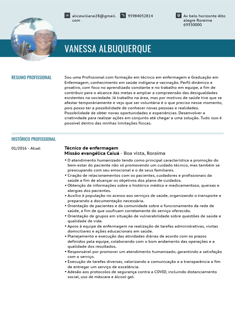 Vanessa Albuquerque Currículo | PDF | Enfermagem