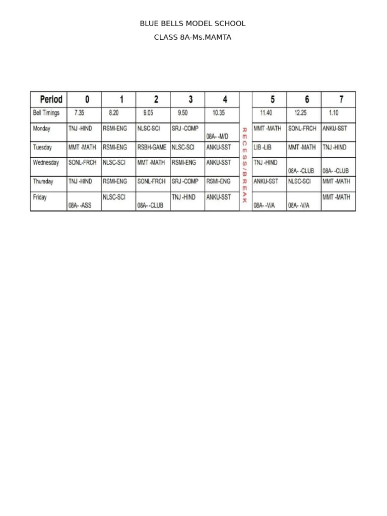 Blue Bells Model Schoo3 | PDF