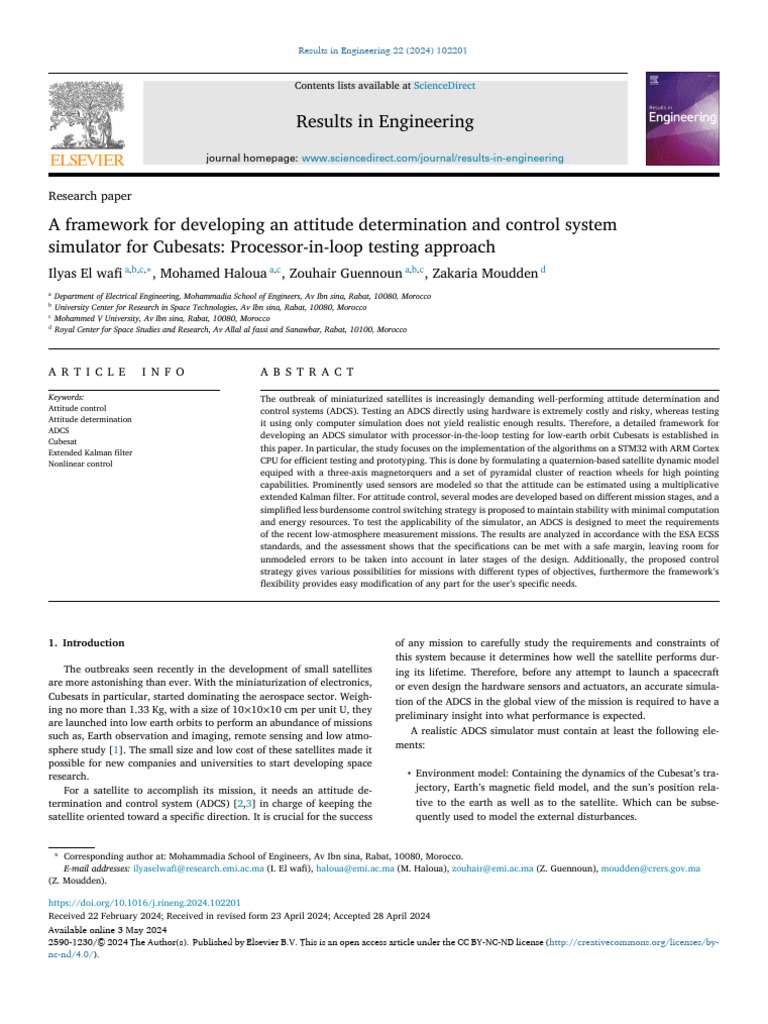A Framework For Developing An Attitude Determination And Control System Simulator For Cubesats