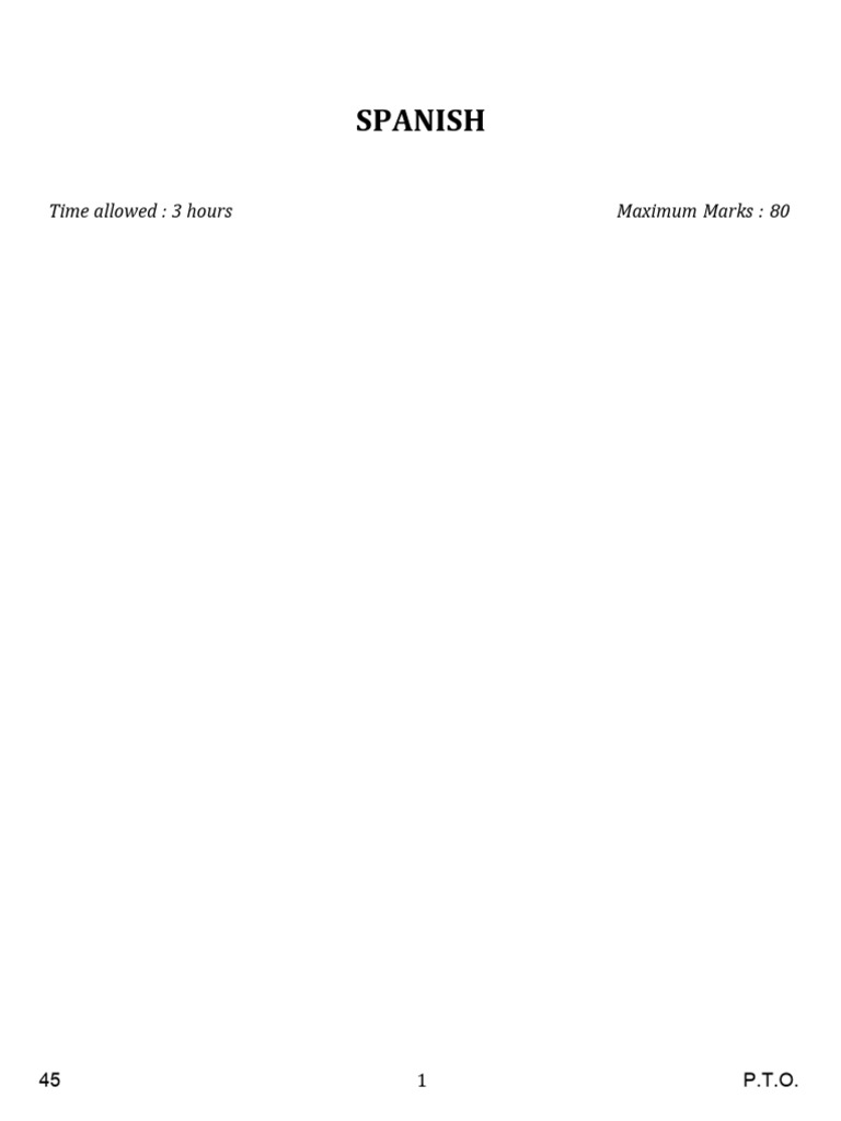 Spanish: Time Allowed: 3 Hours Maximum Marks: 80 | PDF