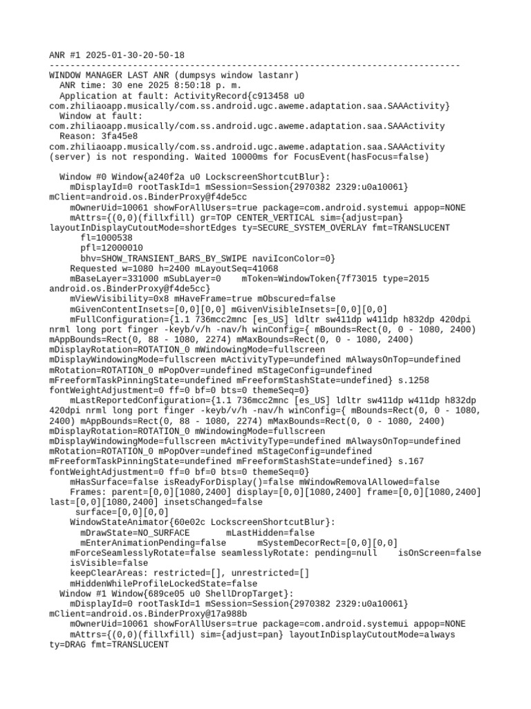 Dumpsys ANR WindowManager | PDF | Embedded Linux Distributions | Software