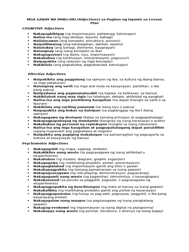Gabay Sa Pagbuo NG Layunin | PDF