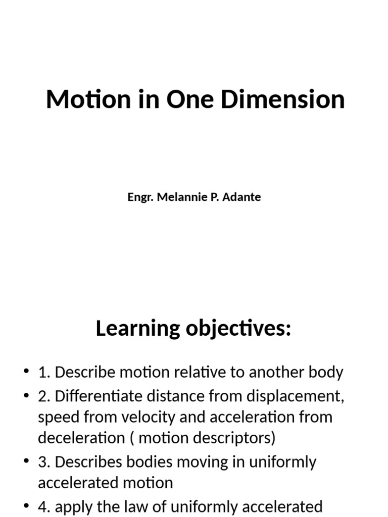 Physics: Motion in One Dimension | PDF | Acceleration | Velocity