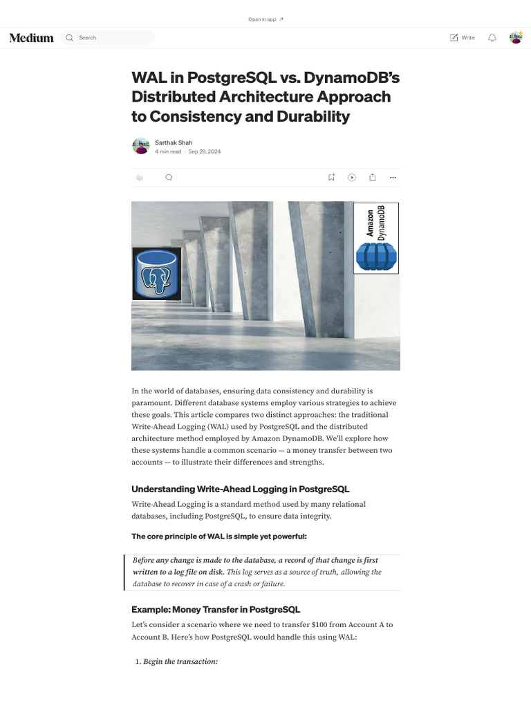 PostgreSQL vs DynamoDB: Consistency & Durability | PDF | Postgre Sql | Database Transaction