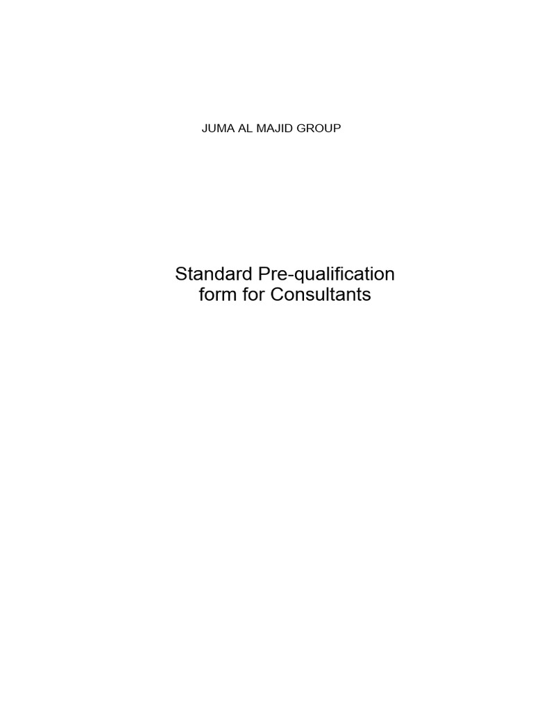 Standard Pre-Qualification Form for Consultants | PDF | Joint Venture | Audit