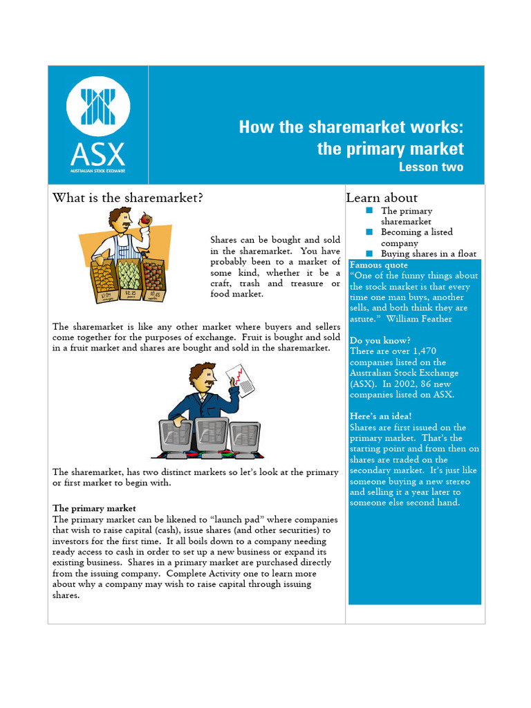 Asx Lesson2 Primarymarket | PDF | Initial Public Offering | Stock Exchange