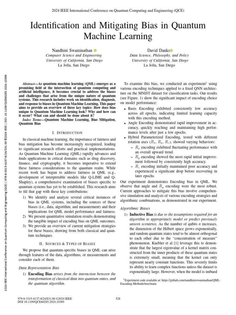 Identification and Mitigating Bias in Quantum Machine Learning | PDF | Machine Learning ...