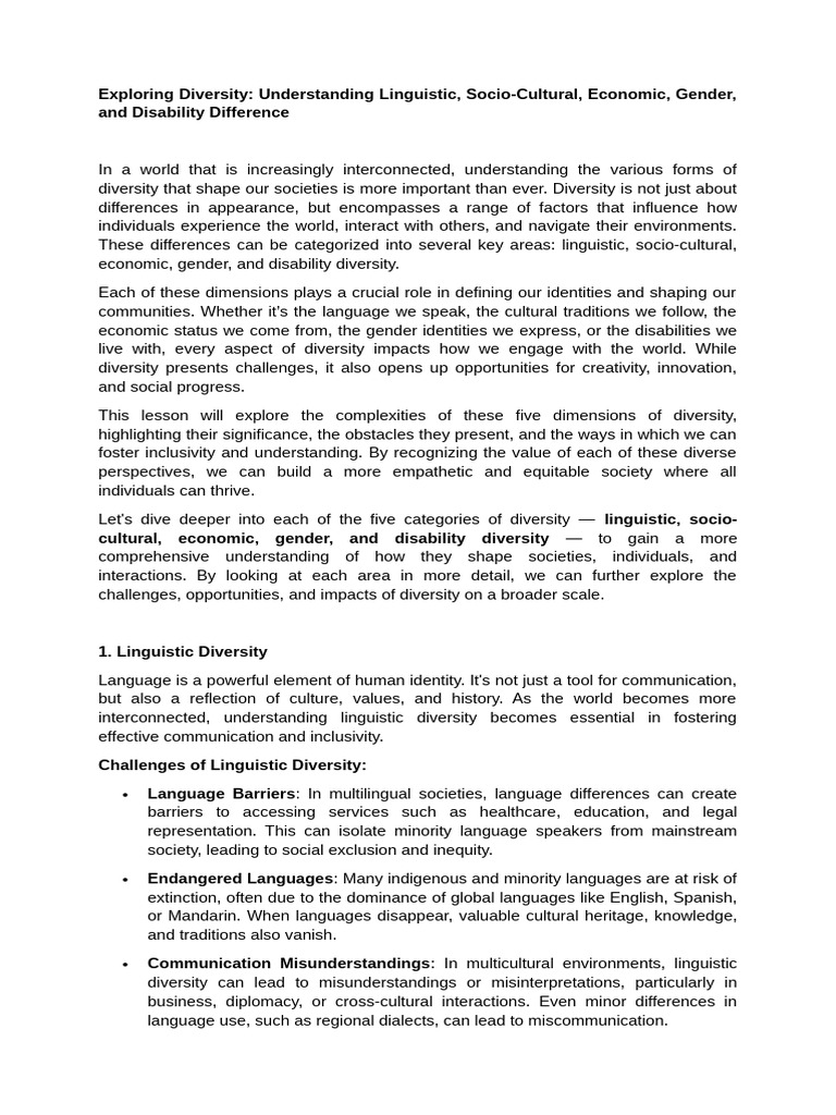 Understanding Diversity in Education | PDF | Disability | Social Exclusion