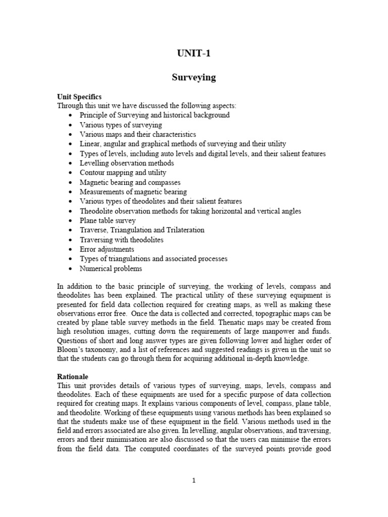 TCE213 Surveying AICTE-Lecture Notes | PDF | Surveying | Topography