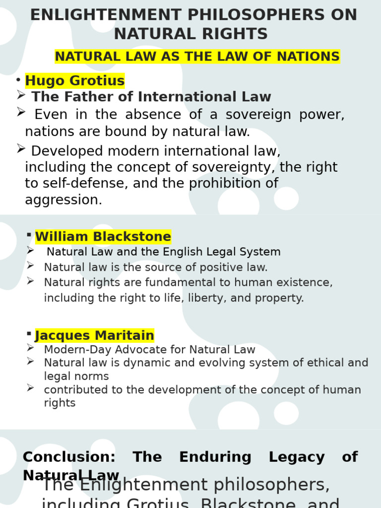 Enlightenment of Philosophers On Natural Rights Natural Law As The Law ...