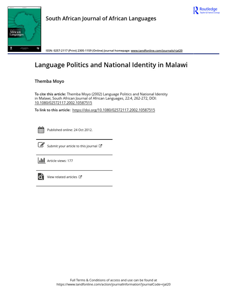Language Politics in Malawi's Identity | PDF | Malawi | Rhodesia