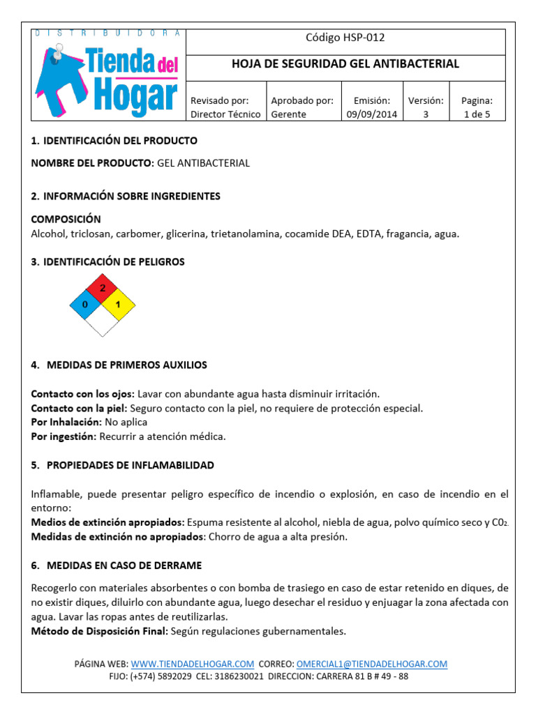 Seguridad del Gel Antibacterial | PDF | Agua | Toxicidad