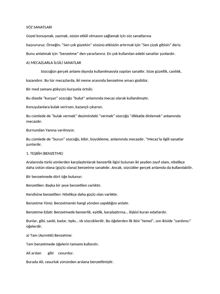 Söz Sanatlari | PDF