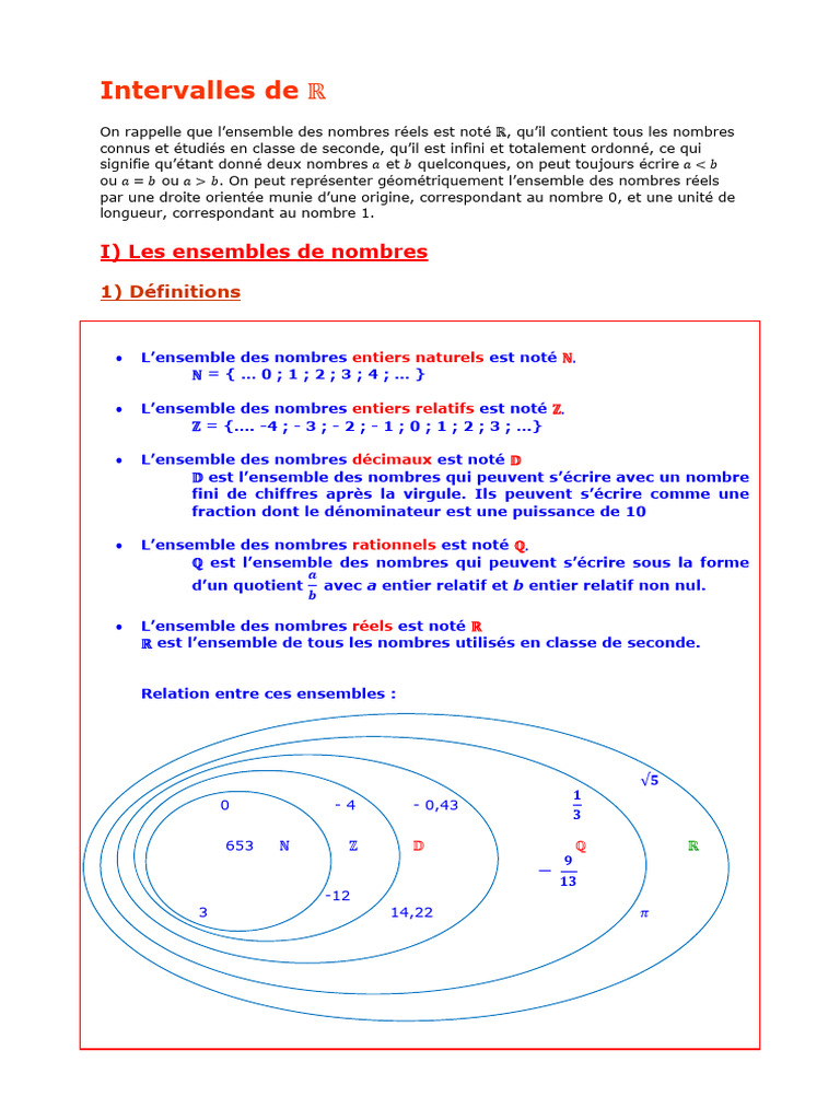 Intervalles des Nombres Réels | PDF | Nombre rationnel | Nombre réel