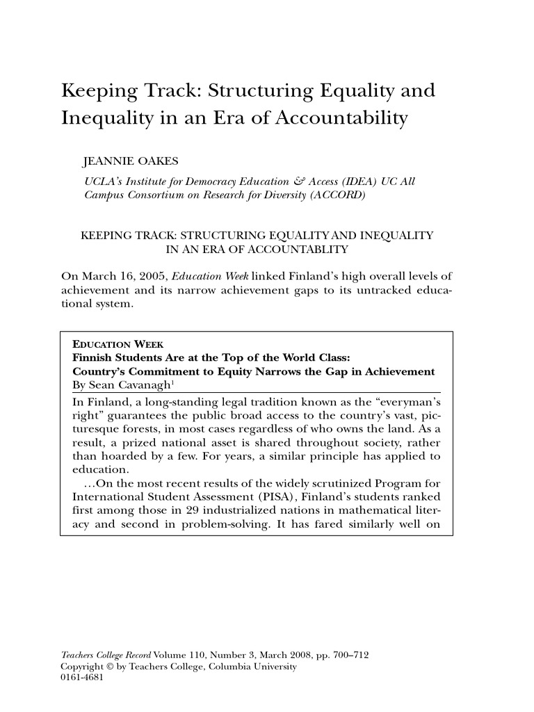 Keeping Track - Structuring Equality and Inequality in An Era of ...