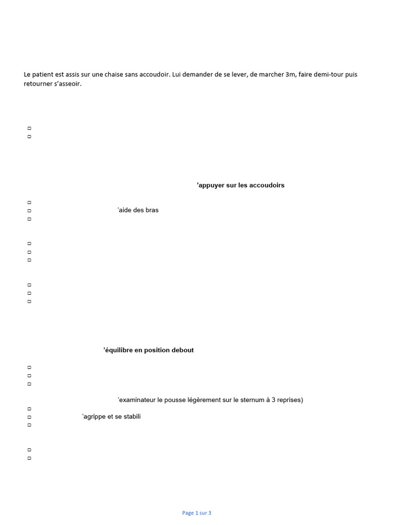 Test d'équilibre Tinetti à imprimer | PDF