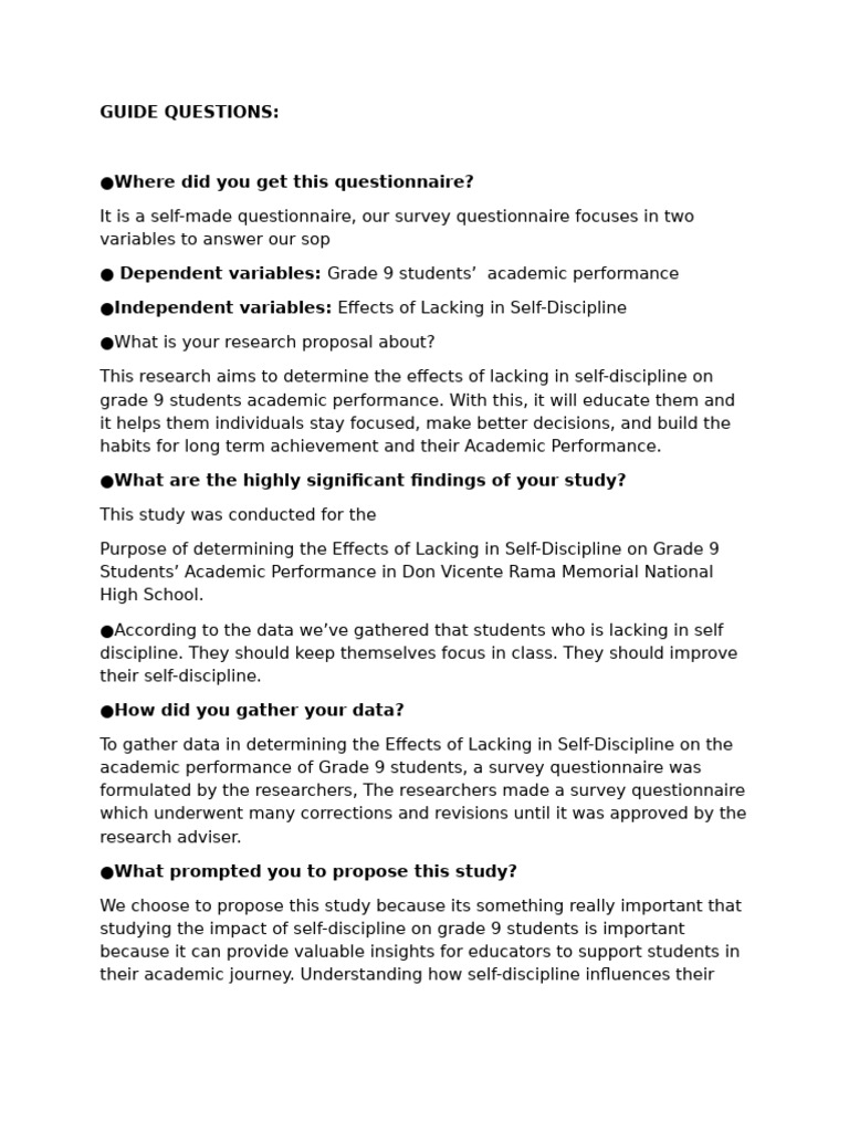 sample questionnaire | PDF