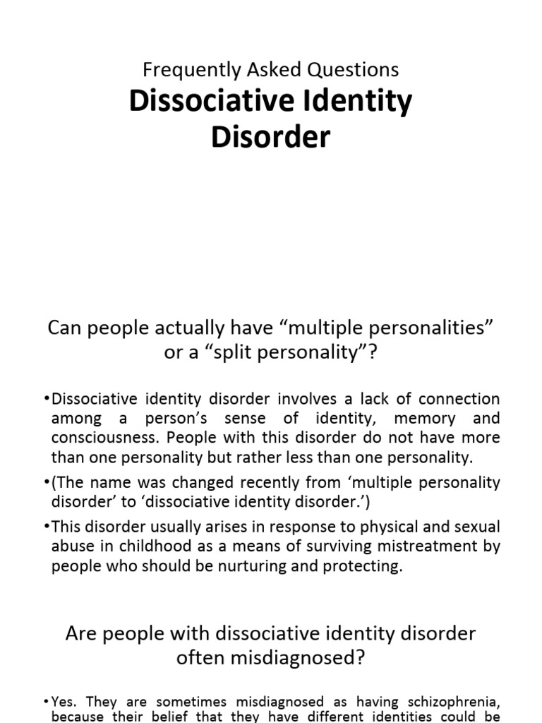 Understanding Dissociative Identity Disorder | PDF | Dissociation ...