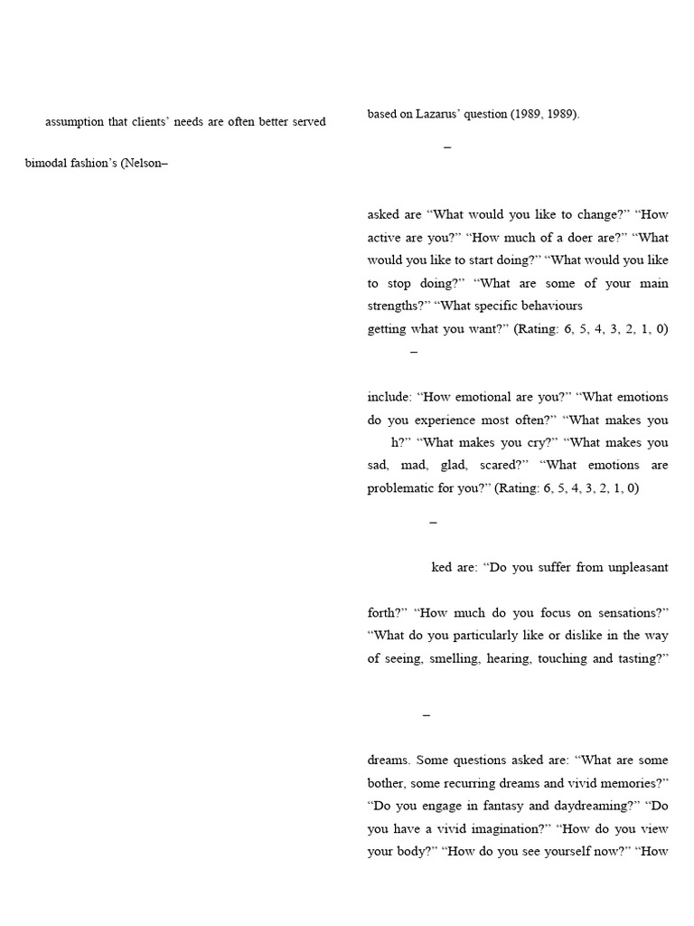 Multimodal Therapy | PDF | Psychotherapy | Feeling