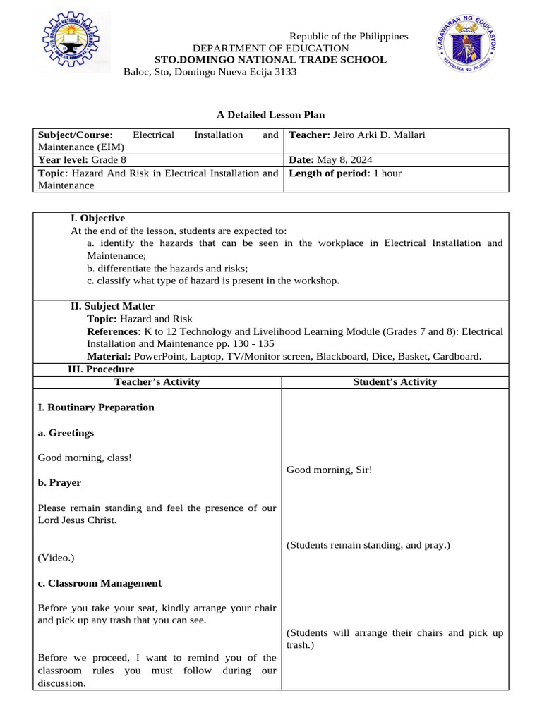 Final DLP (Hazard and Risk) | PDF | Hazards | Safety