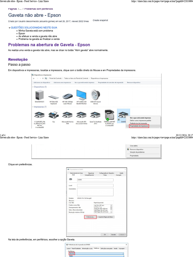 Problemas na abertura de Gaveta - Epson | PDF | Informática | Programas