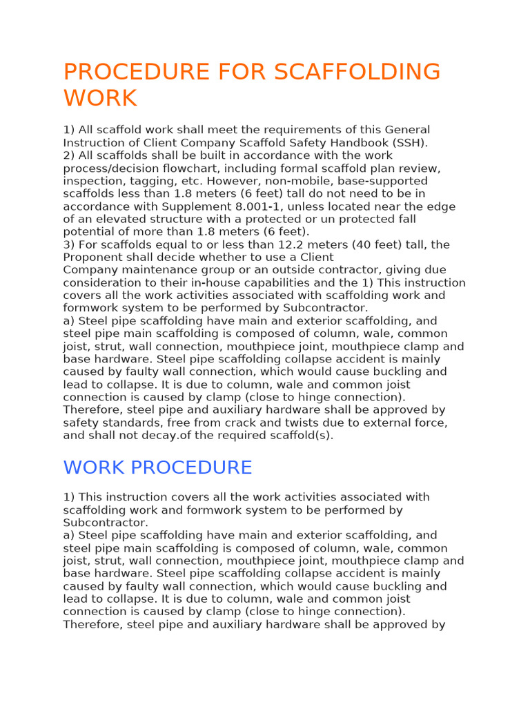 Scaffolding Column Safety Procedures | PDF | Scaffolding | Column