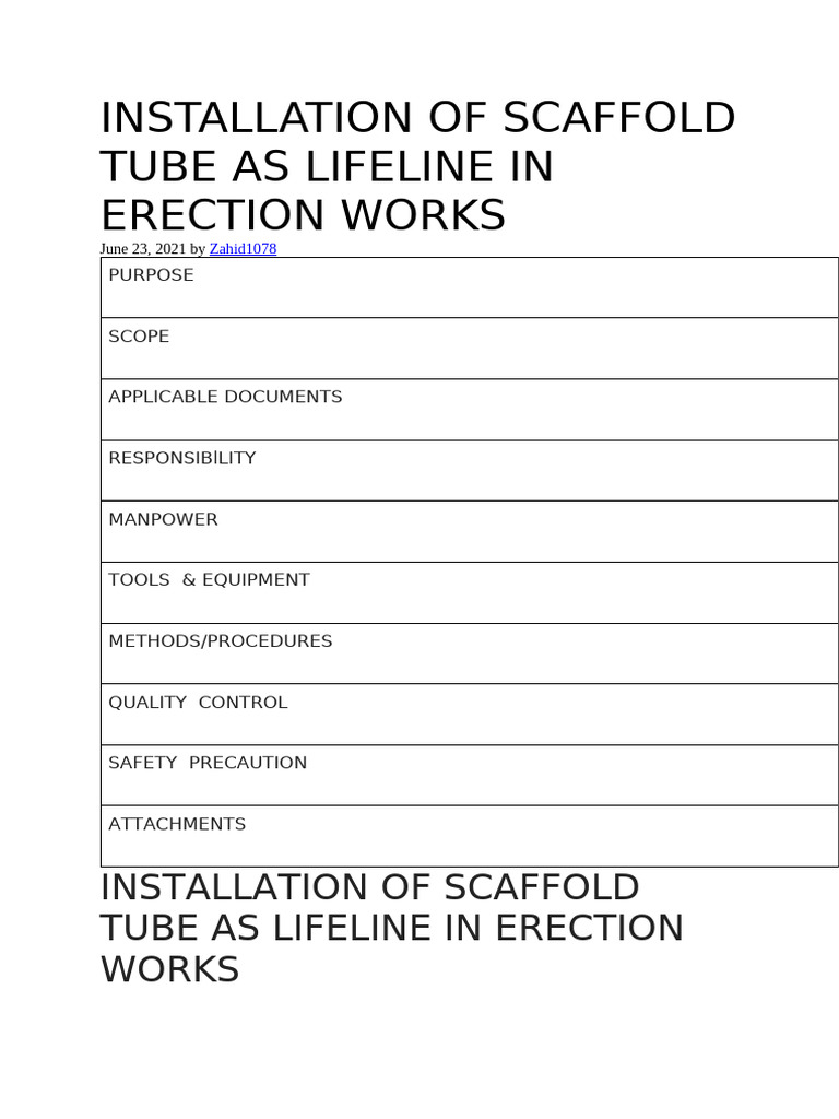 Scaffold Tube Lifeline Installation Guide | PDF | Scaffolding ...