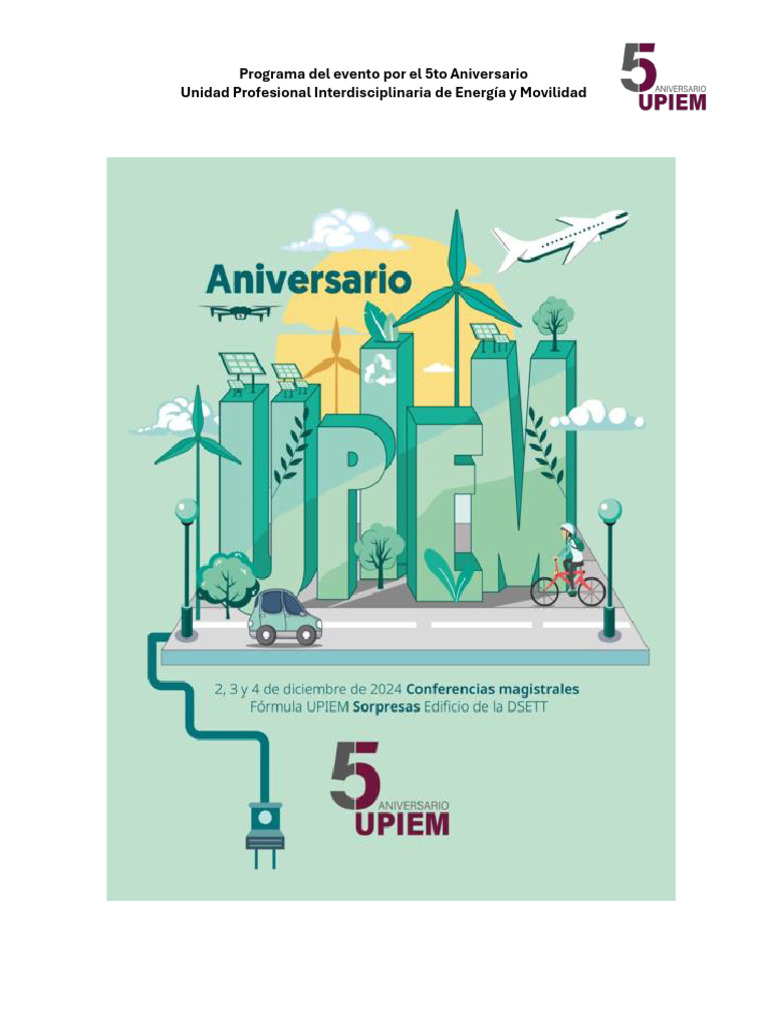 Programa 5to Aniversario UPIEM V.F | PDF | Desarrollo sostenible | Tecnologías sostenibles
