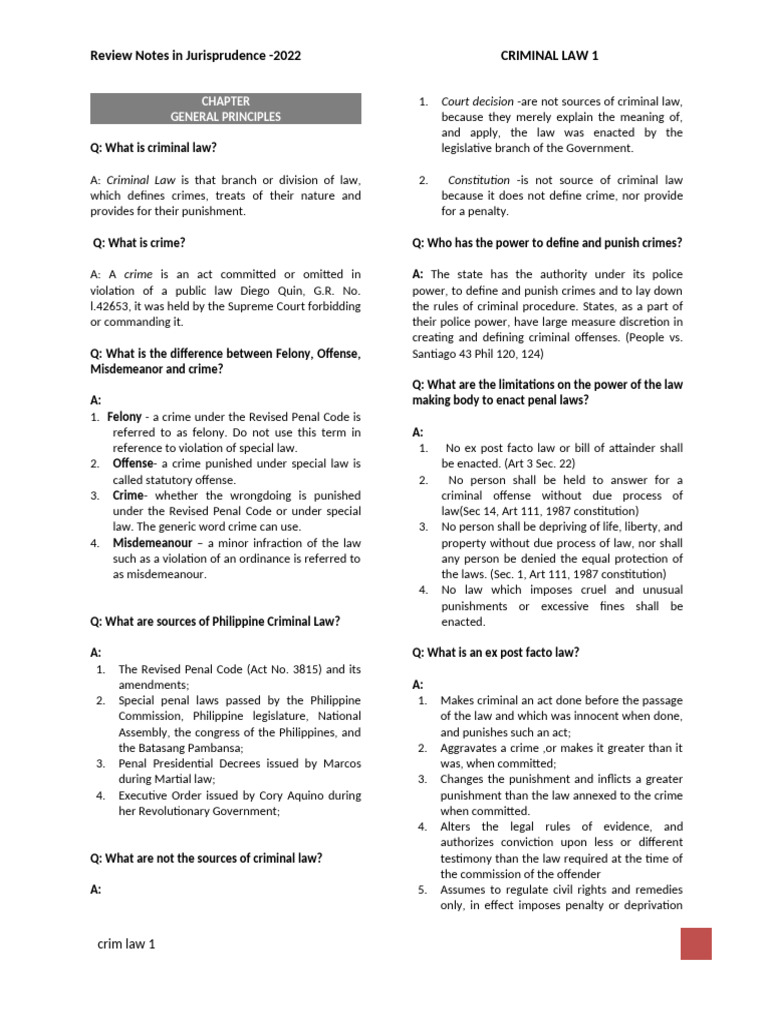 Criminal Law Book 1 For Printing | PDF | Intention (Criminal Law ...
