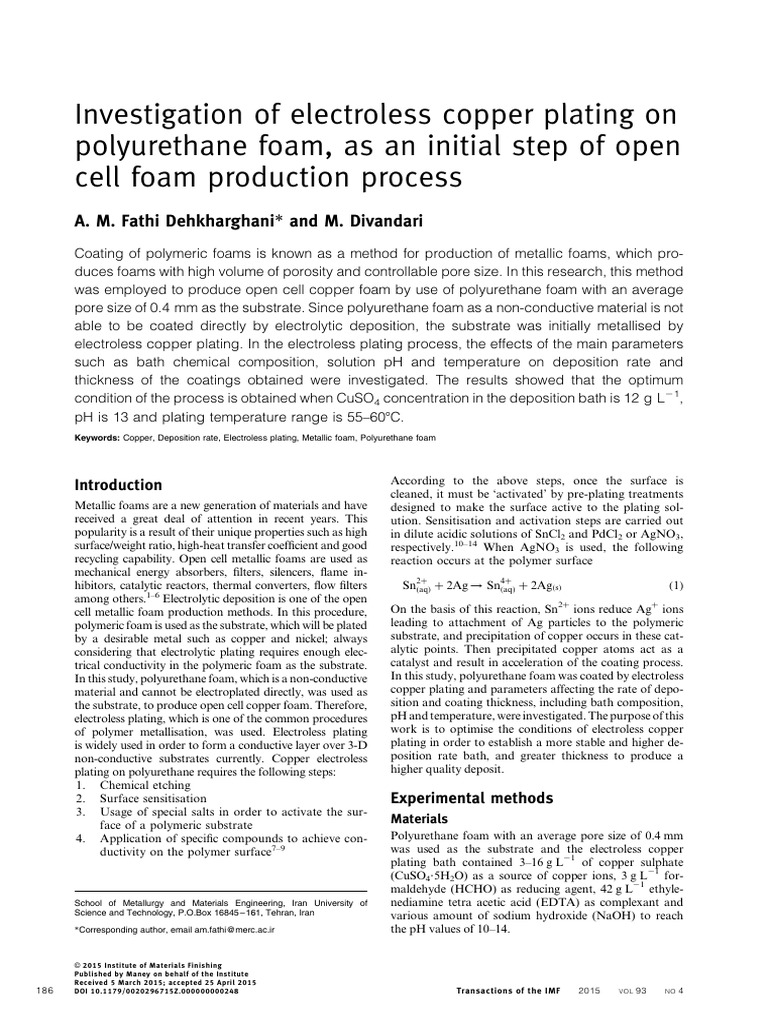 2015-Investigation of Electroless Copper Plating On Polyurethane Foam ...