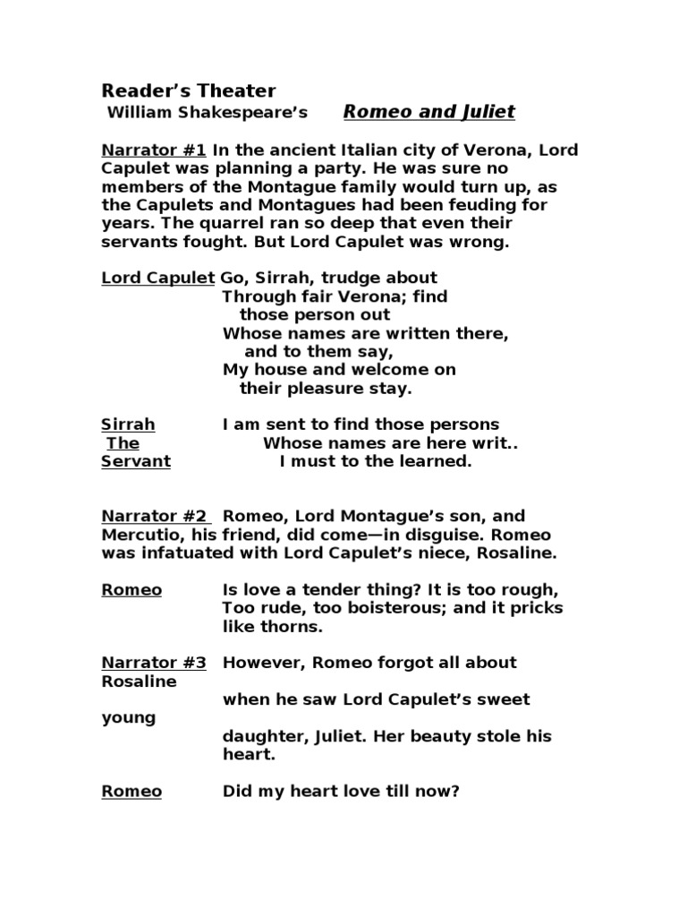 Reader's Theater Romeo and Juliet | PDF | Characters In Romeo And ...