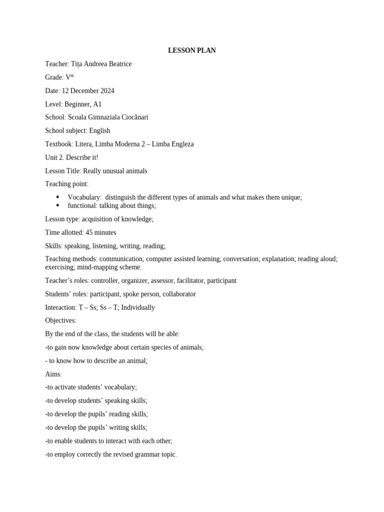 Lesson Plan English | PDF | Lesson Plan | Teaching Method