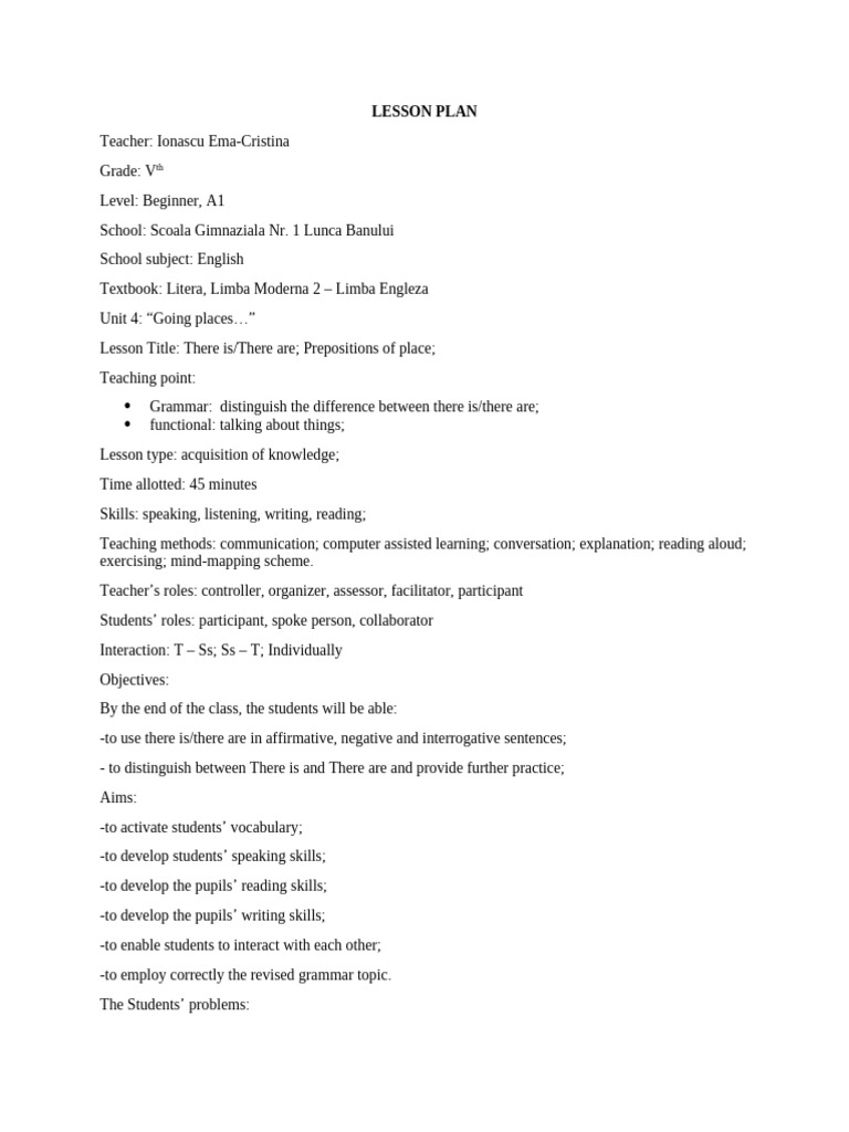 Lesson Plan Grammar 5th Grade | PDF | Lesson Plan | Teaching Method