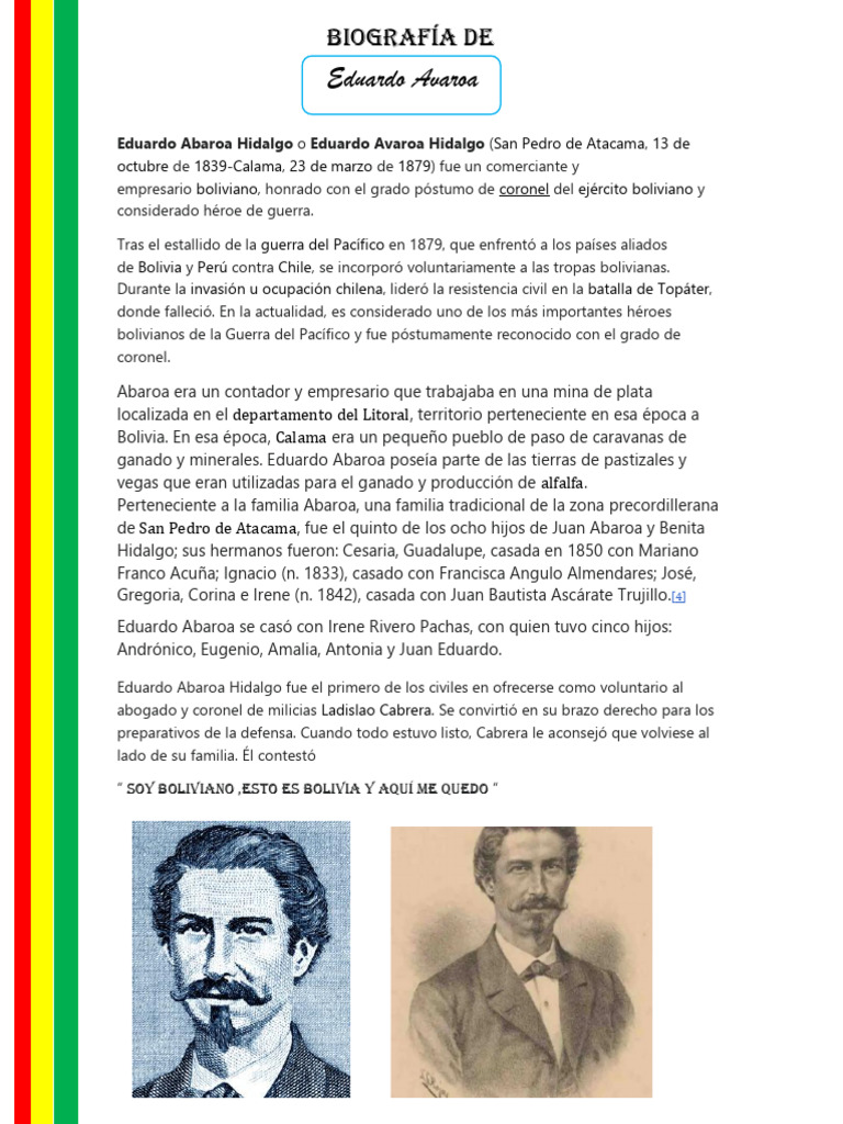 Biografía de Eduardo Abaroa | PDF